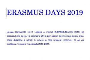 Proiecte Erasmus – Școala Gimnazială Nr. 11 Oradea