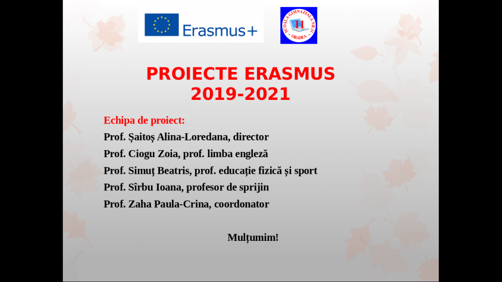 Proiecte Erasmus – Școala Gimnazială Nr. 11 Oradea